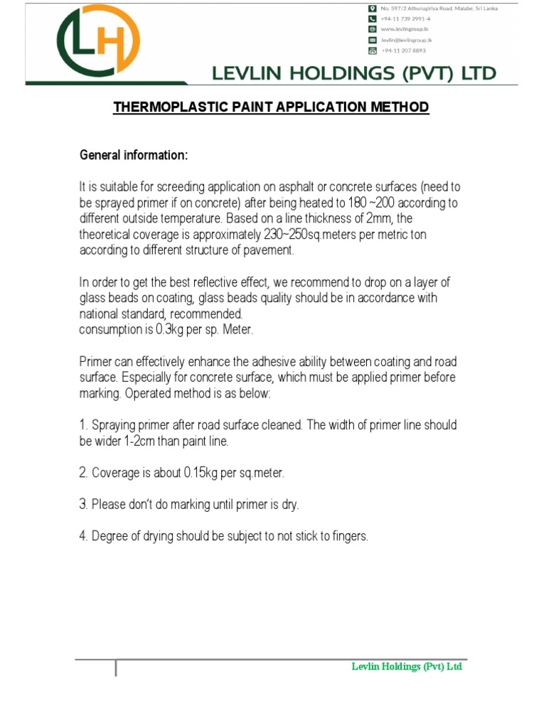 Thermoplastic Paint Application Method | PDF