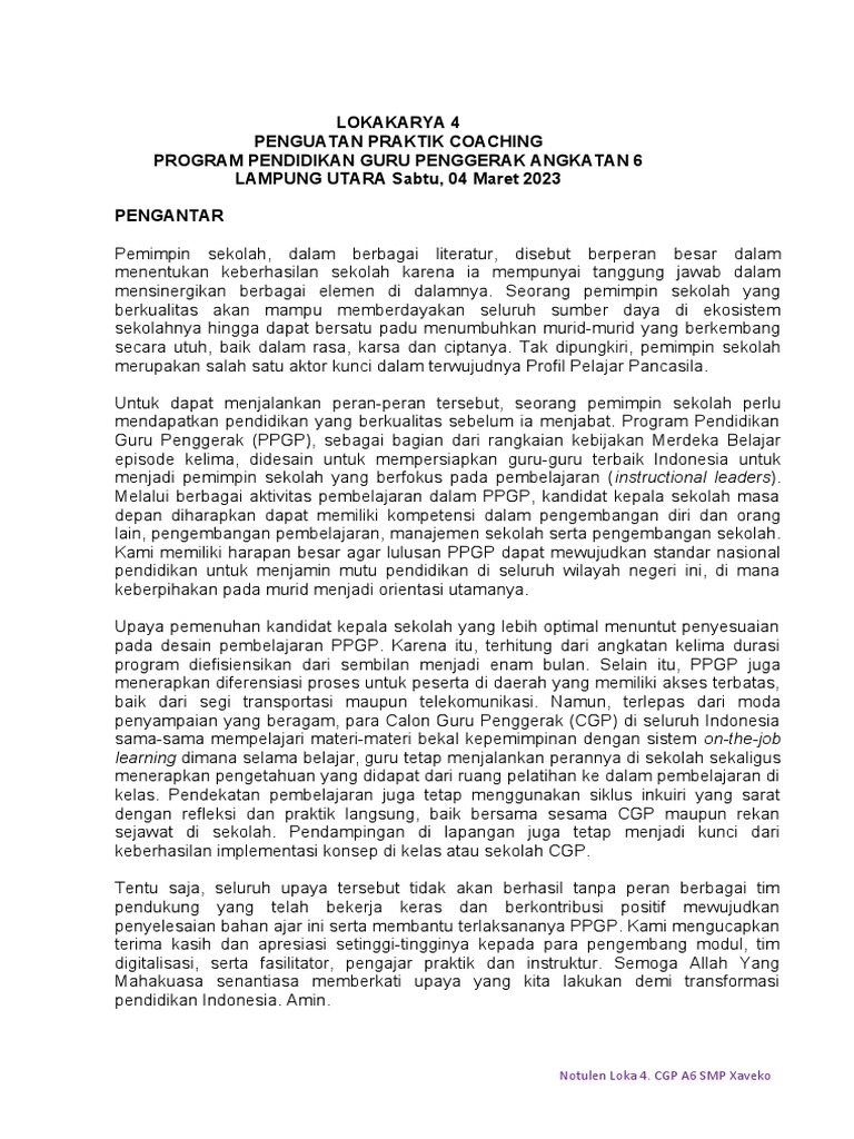 Notulen Lokakarya 4 | PDF