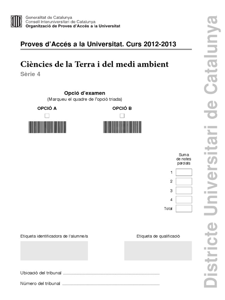 Examen selectivitat ciències de la terra 2013 | PDF