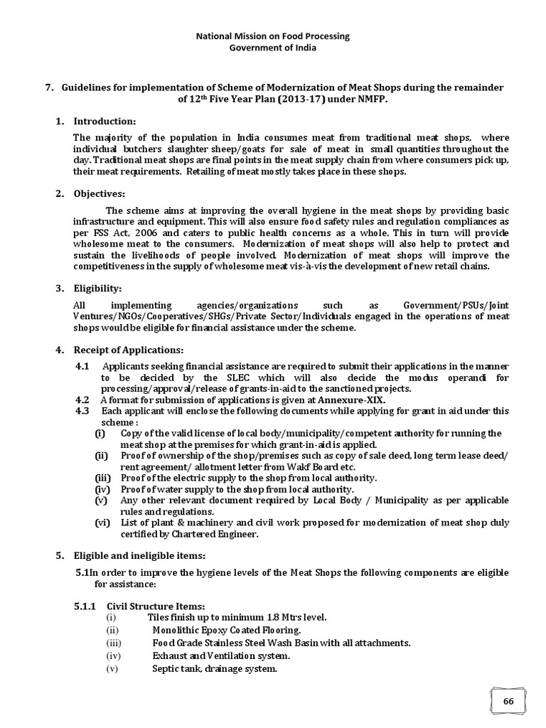 Modernization Scheme for Meat Shops | PDF | Meat | Food Safety