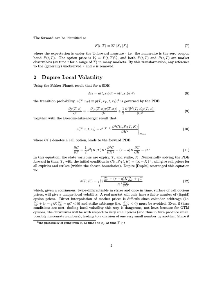 Deriving Local Volatility from Option Prices Using Dupire's Equation | PDF | Option (Finance ...