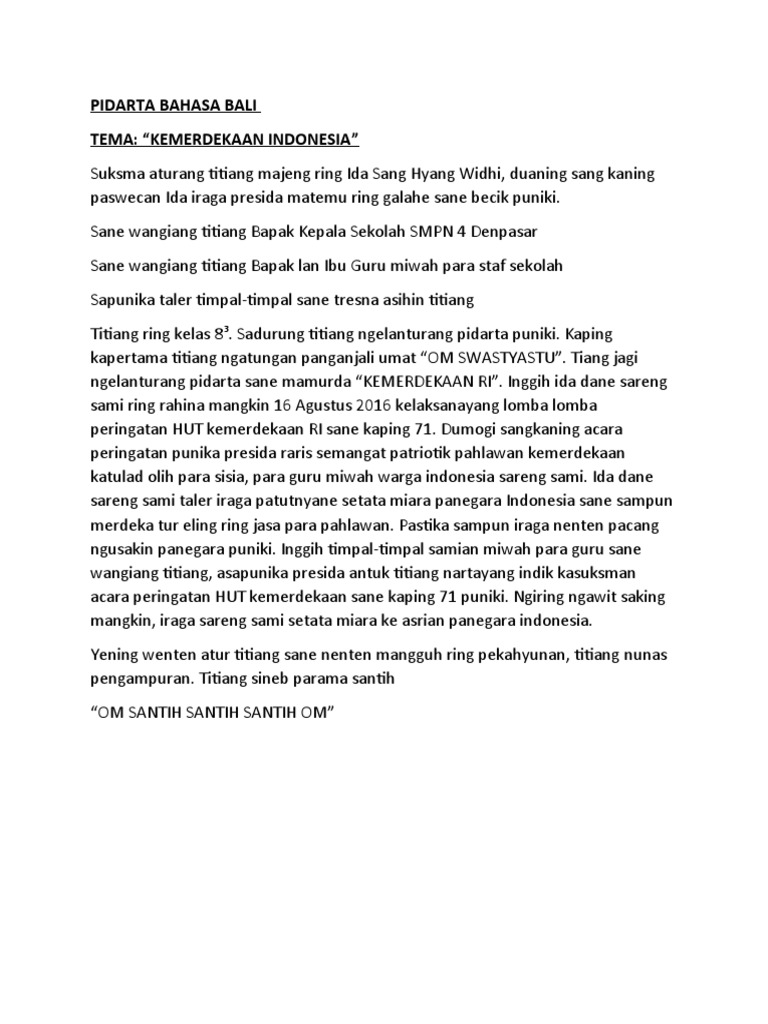 Pidarta Bahasa Bali | PDF