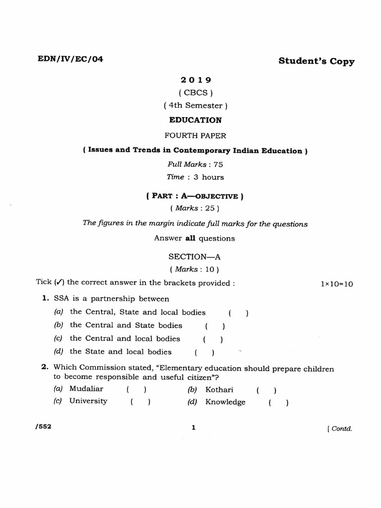 Education Fourth Paper | PDF