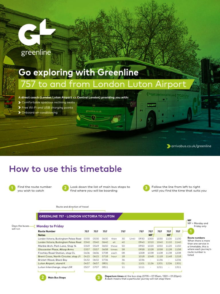 Go Exploring With Greenline: 757 To and From London Luton Airport | PDF ...