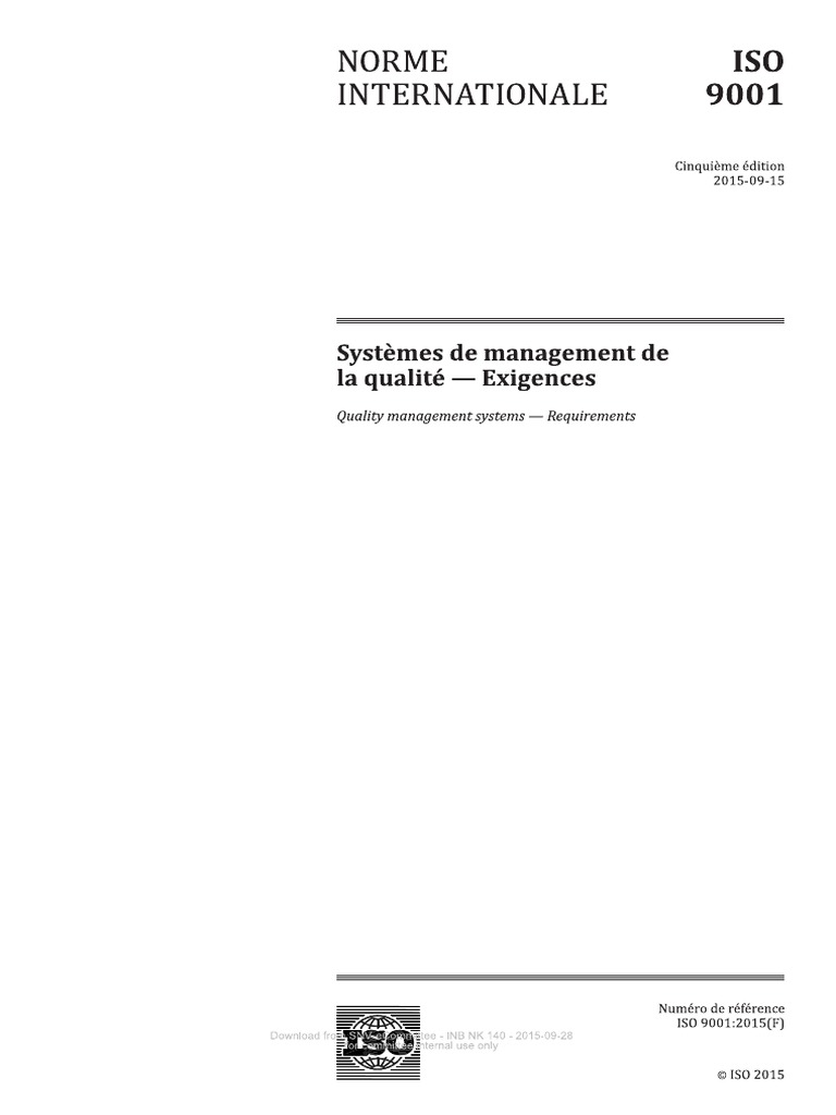Norme Iso 9001 2015 | PDF