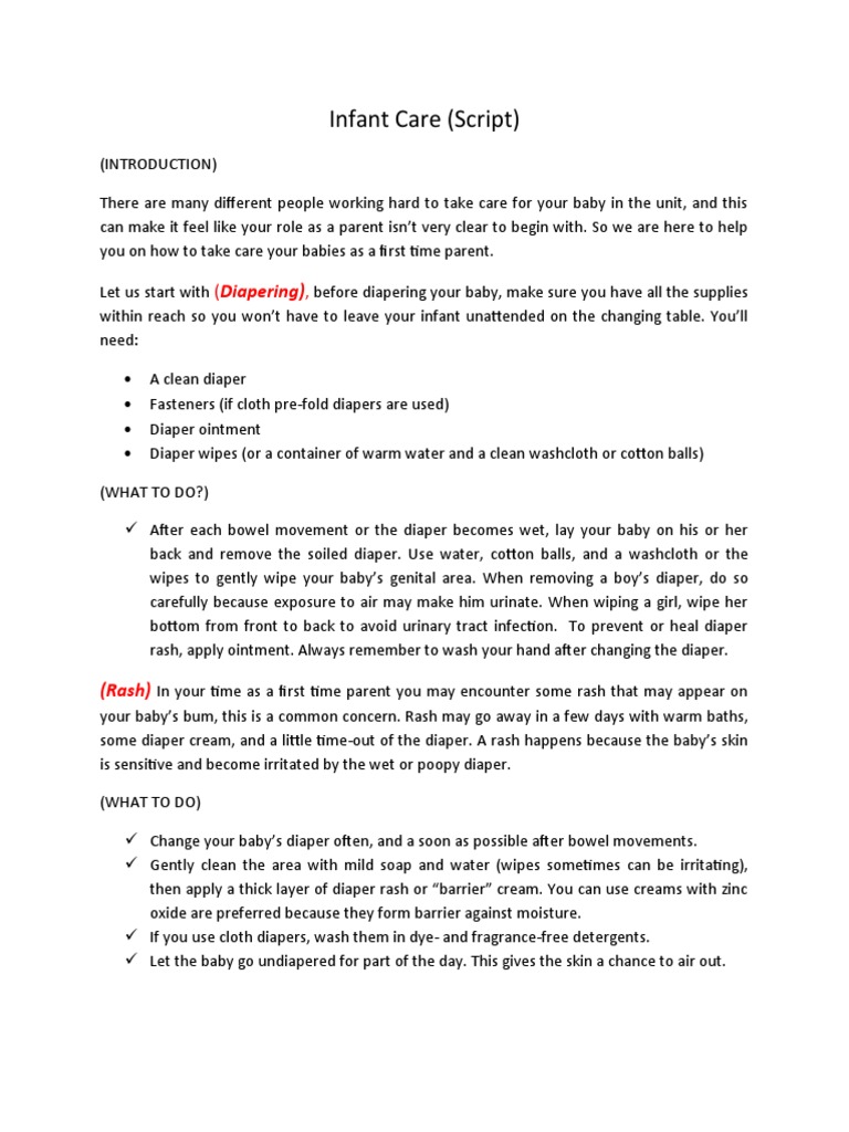 Infant Care | PDF | Nail (Anatomy) | Diaper