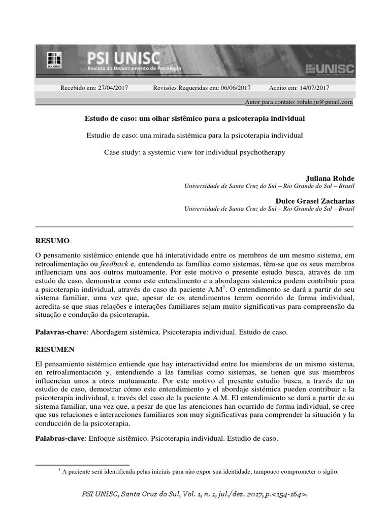 Estudo de Caso Um Olhar Sistemico para A Psicotera | PDF | Família ...