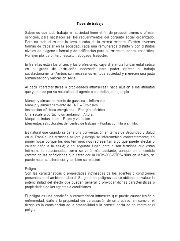 Tipos de Trabajo | PDF