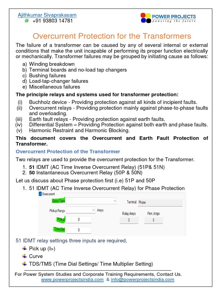 Transformer Overcurrent Protection Guide | PDF | Relay | Transformer