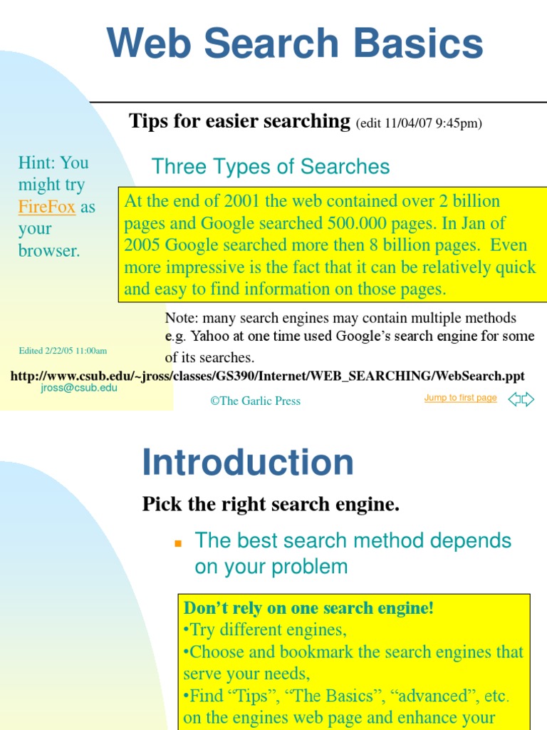 Web Search Basics: Tips For Easier Searching | PDF | Web Search Engine ...