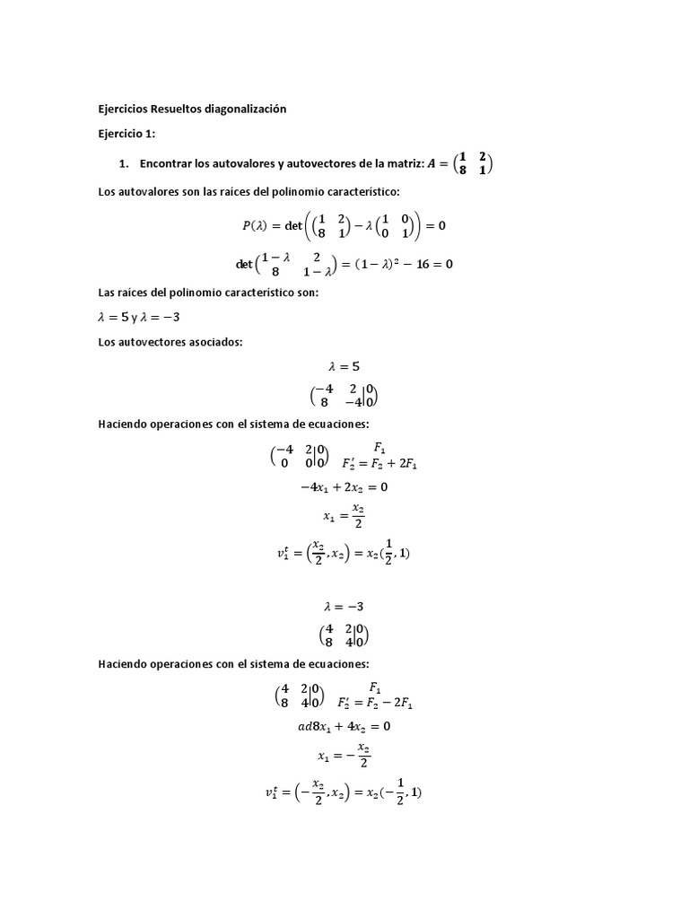Autovalores y Autovectores de Una Matriz | PDF | Valores propios y ...