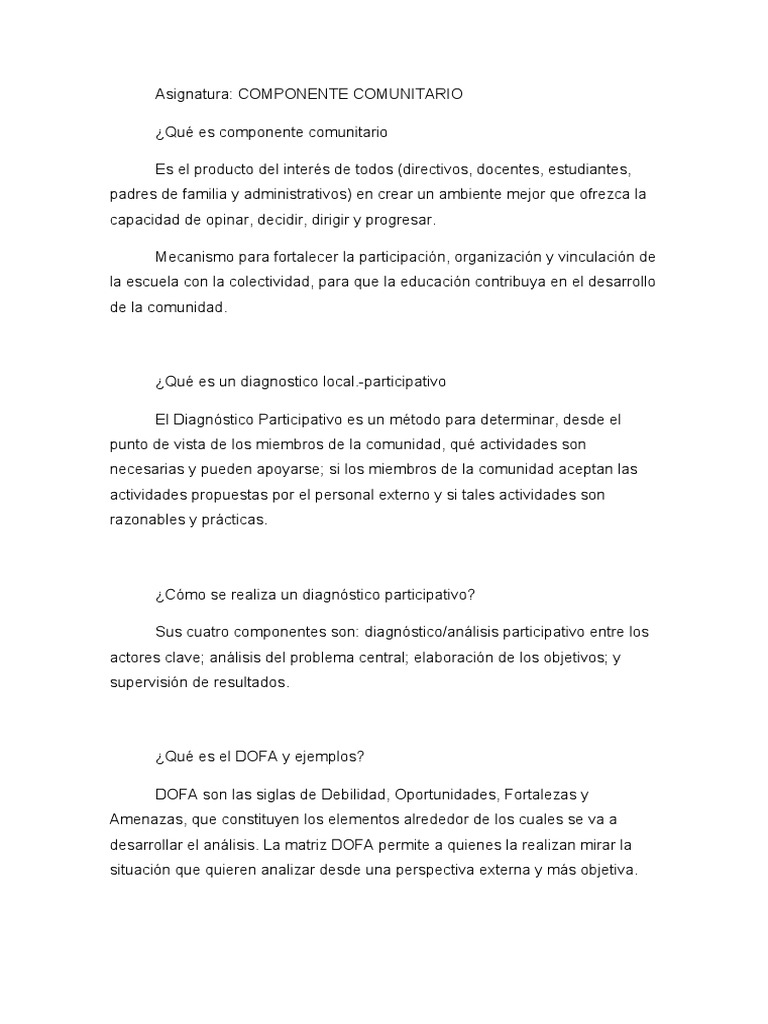 Componente Comunitario | PDF