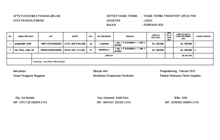 TT TRANSPORT PNS FORMAT 2023 | PDF