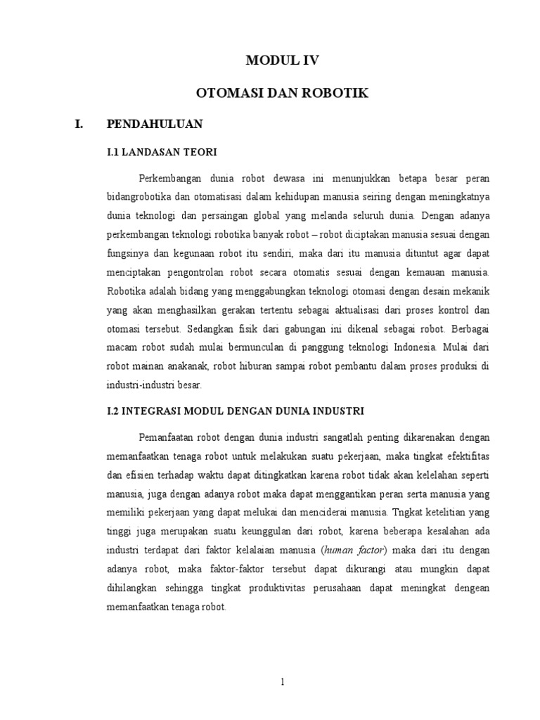 Robotika dan Otomasi Industri | PDF | Teknologi & Rekayasa