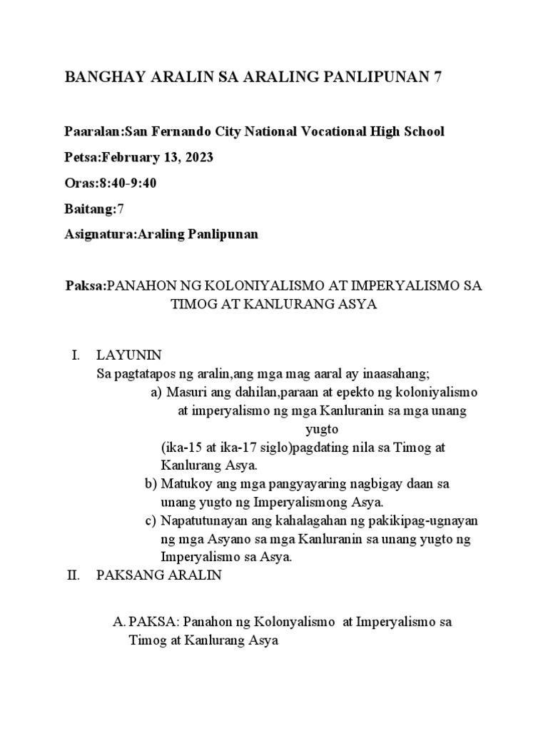 Aralin Panlipunan Peralta | PDF