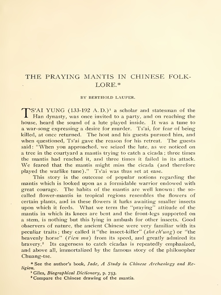 The Praying Mantis in Chinese Folklore: Exploring the Cultural ...