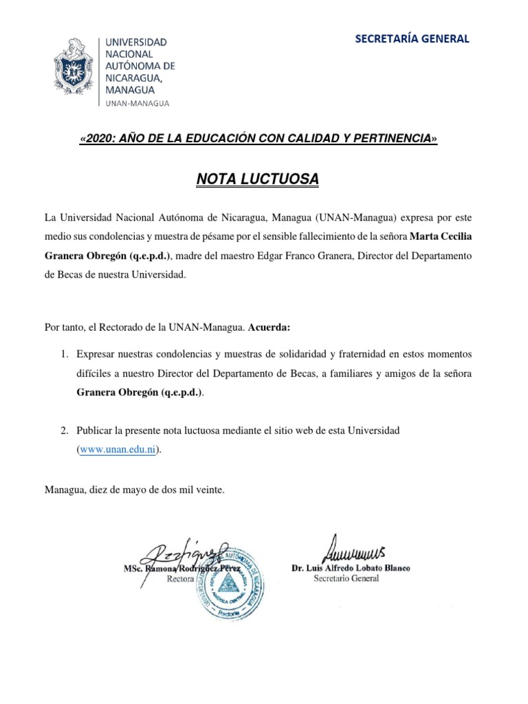 Nota Luctuosa por Fallecimiento Familiar | PDF | Ciencias sociales