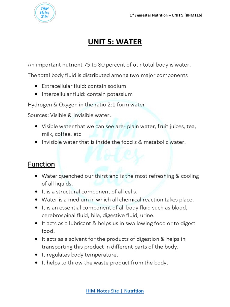 Water | PDF | Dehydration | Nutrition