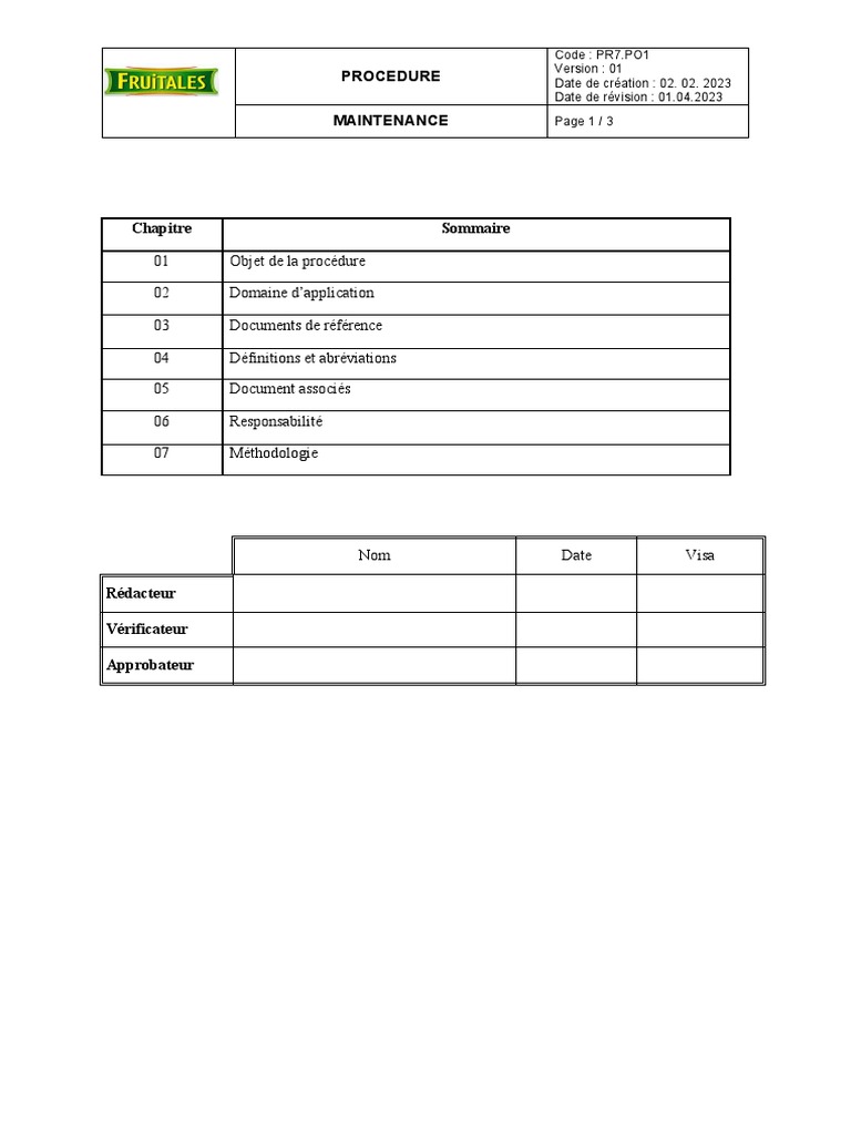 Procédure de Maintenance Préventive | PDF | Management de la qualité ...