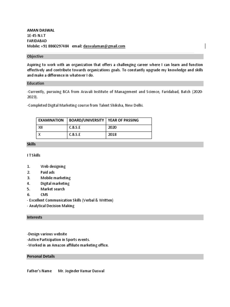 Aman Resume | PDF