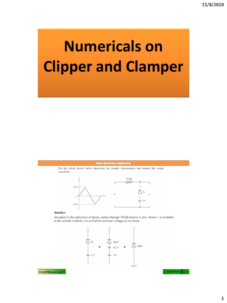Numericals On Clipper and Clamper | PDF