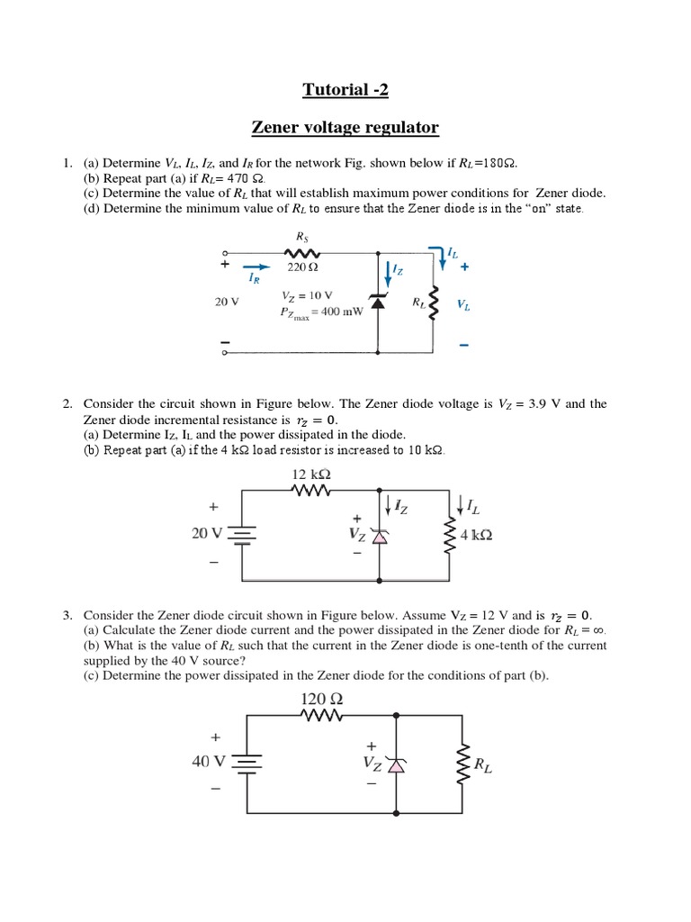 Tutorial on Zener voltage regulator circuit analysis and design | PDF