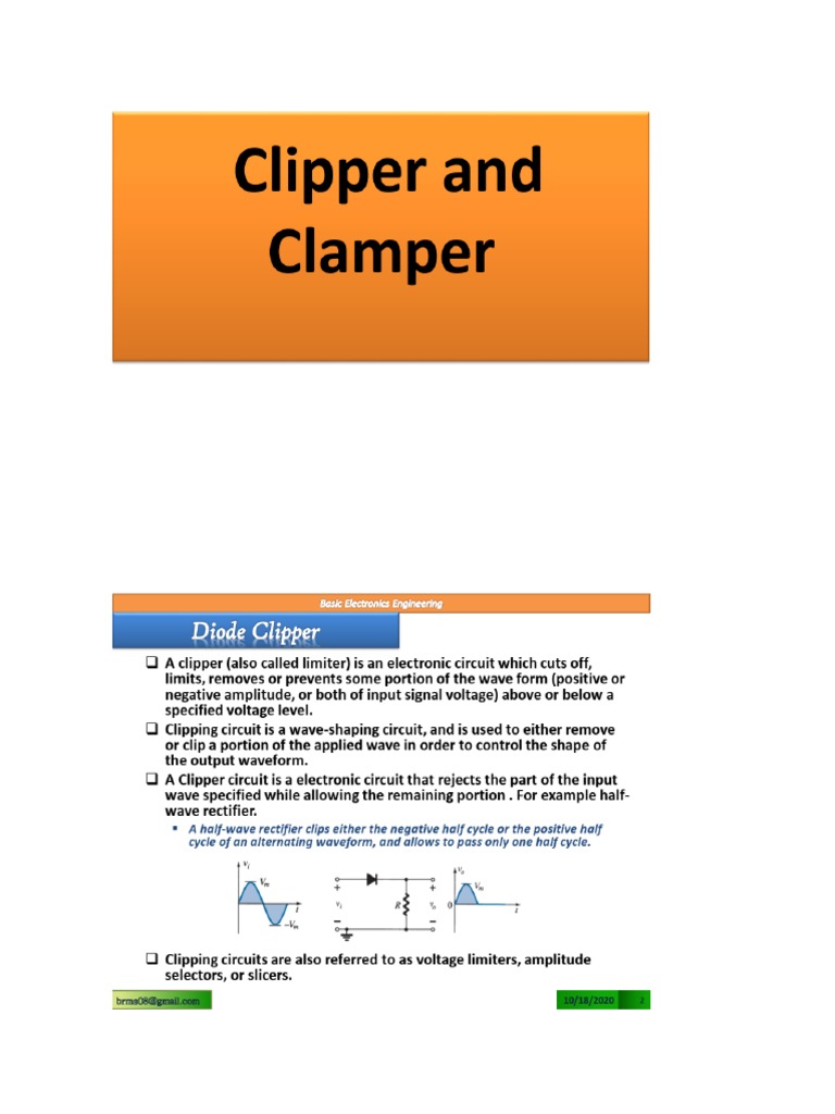 Lecture 6 and 7 Clipper and Clamper | PDF