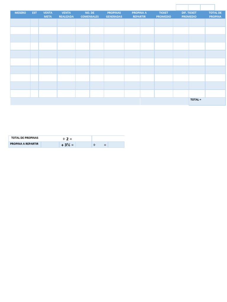 Formato de Propinas | PDF
