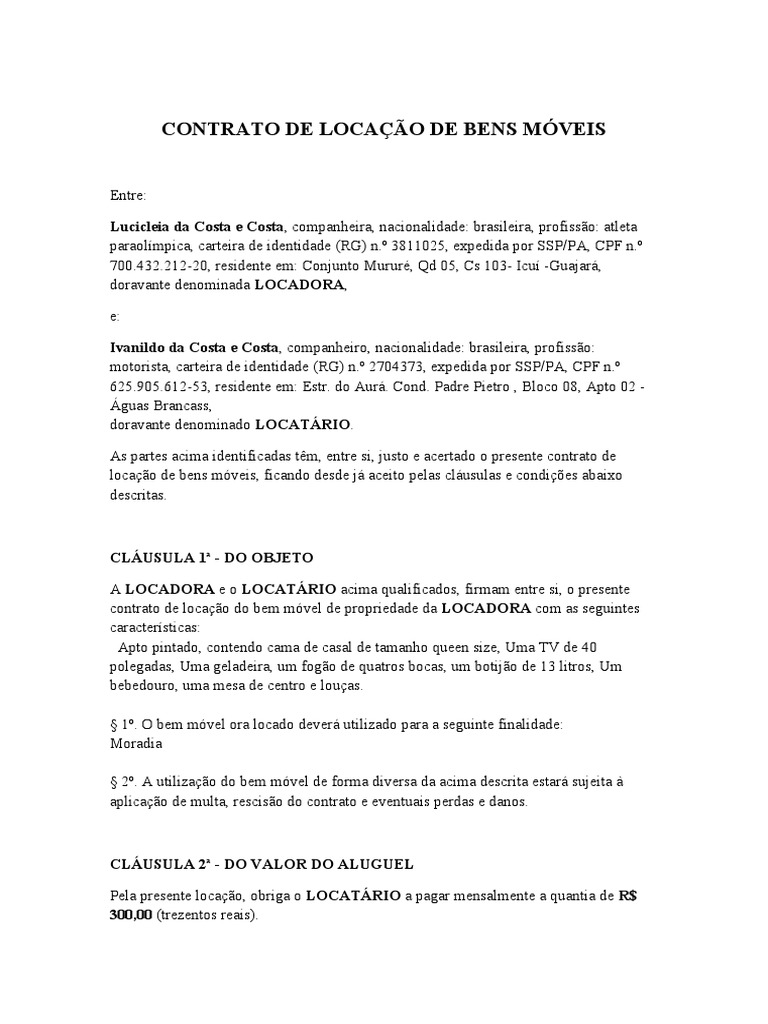 Contrato de locação de imóvel residencial define direitos e deveres de ...