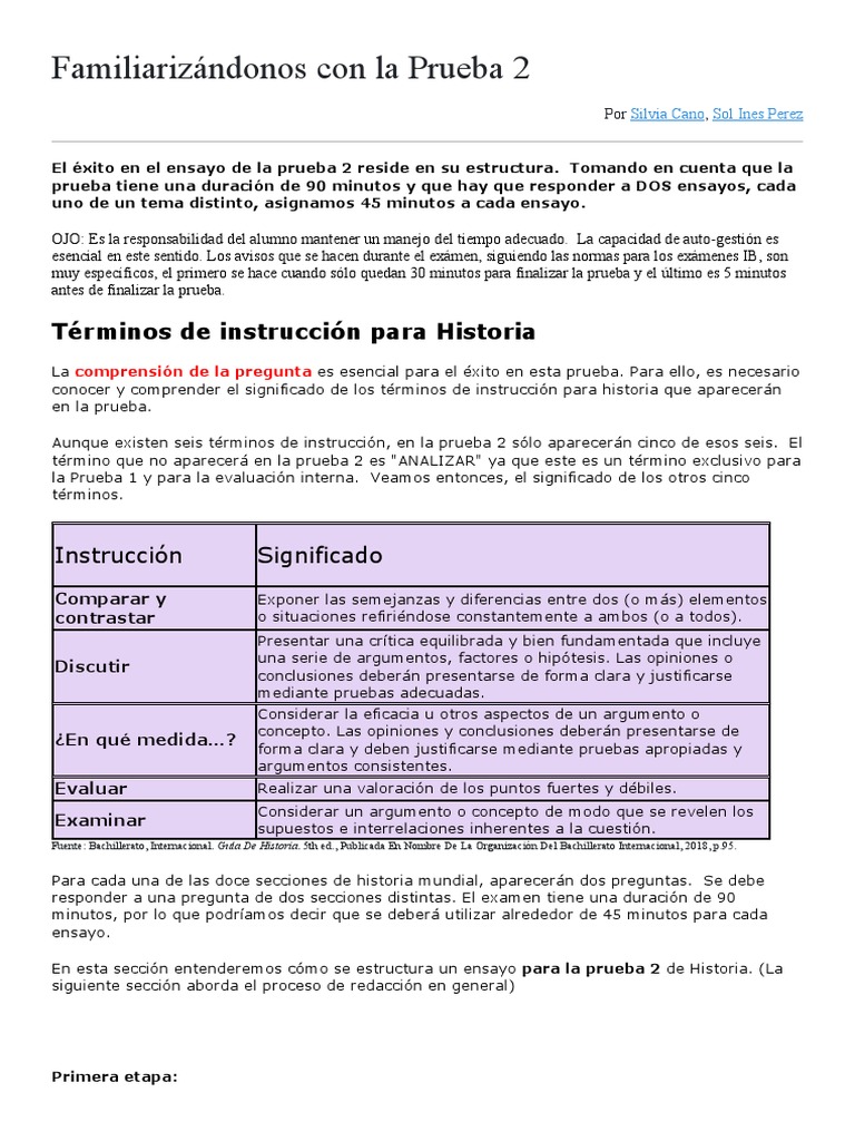 Pautas para Contestar La Prueba 2 Historia Ib | PDF