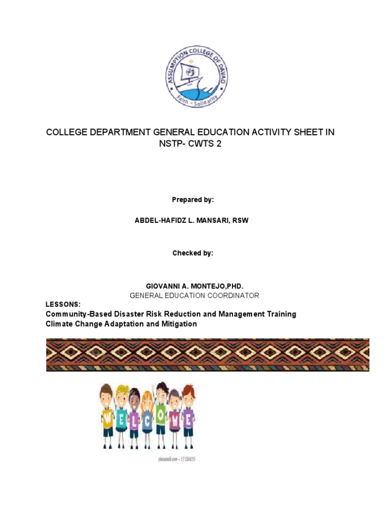 College Department General Education Activity Sheet in Nstp-Cwts 2 | PDF