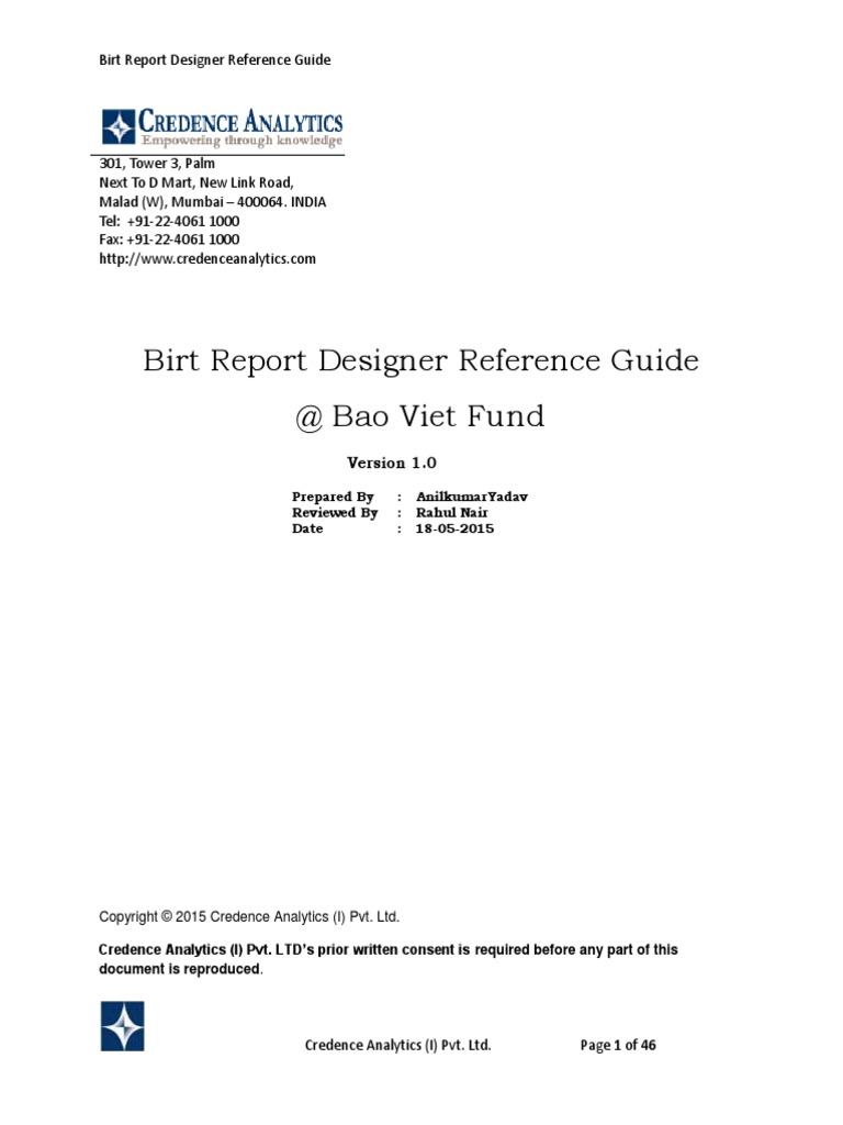 Birt Report Designer Reference Guide | PDF | Analytics | Button (Computing)
