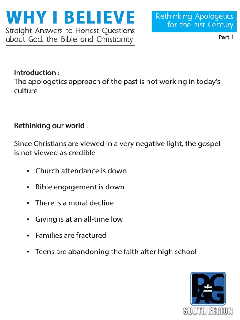 Why I Believe Handout | PDF | Christian Apologetics | Grace In Christianity