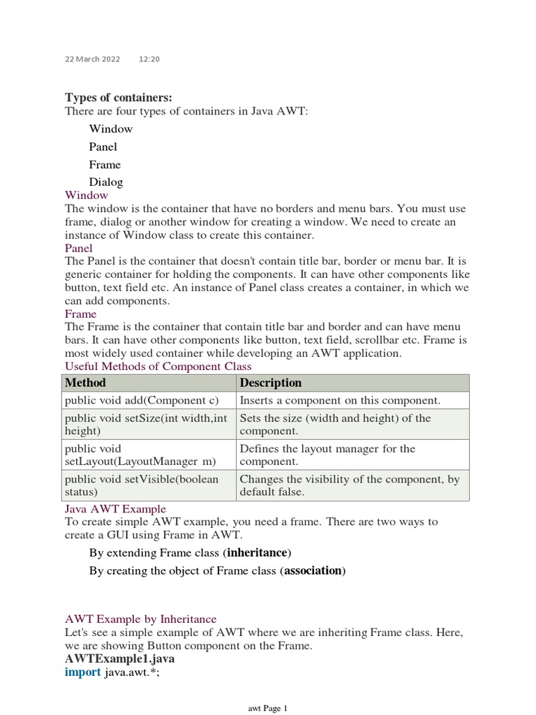 Window Panel Frame Dialog: Types of Containers | PDF | Class (Computer ...
