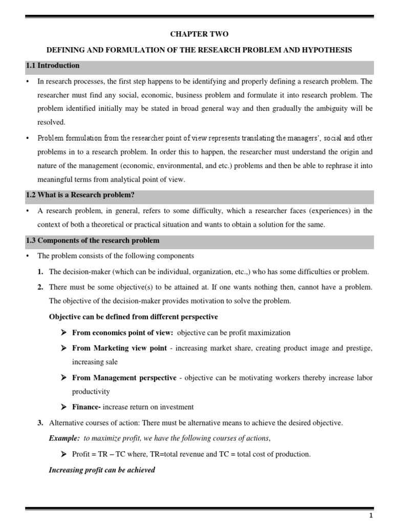 BRM CH 02 Formulation of Research Problem | PDF | Hypothesis | Theory