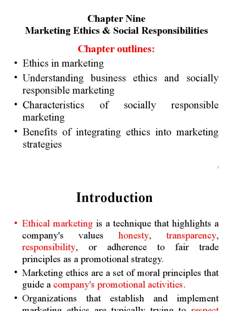 Chapter Outlines:: Chapter Nine Marketing Ethics & Social ...
