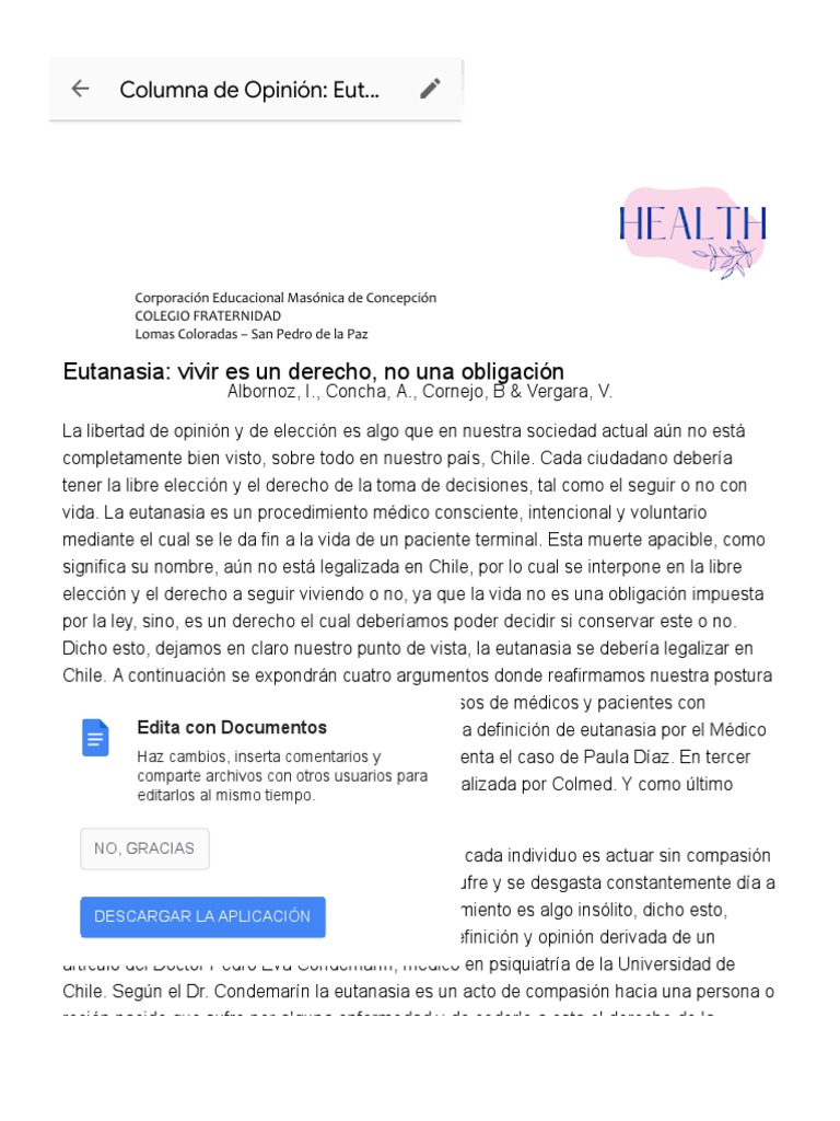 Columna de Opinión - Eutanasi | PDF | Medicina