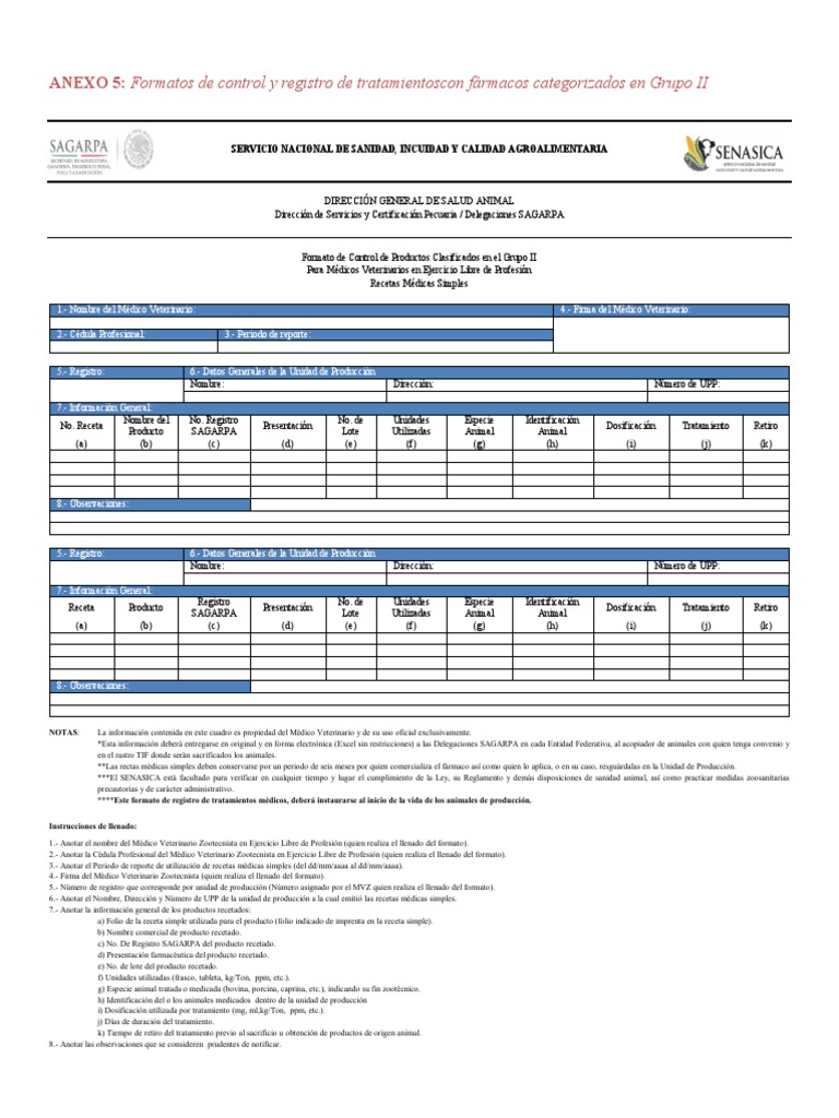 Formatos de Control y Registro de Tratamientos Con F Rmacos Categorizados en Grupo II | PDF ...