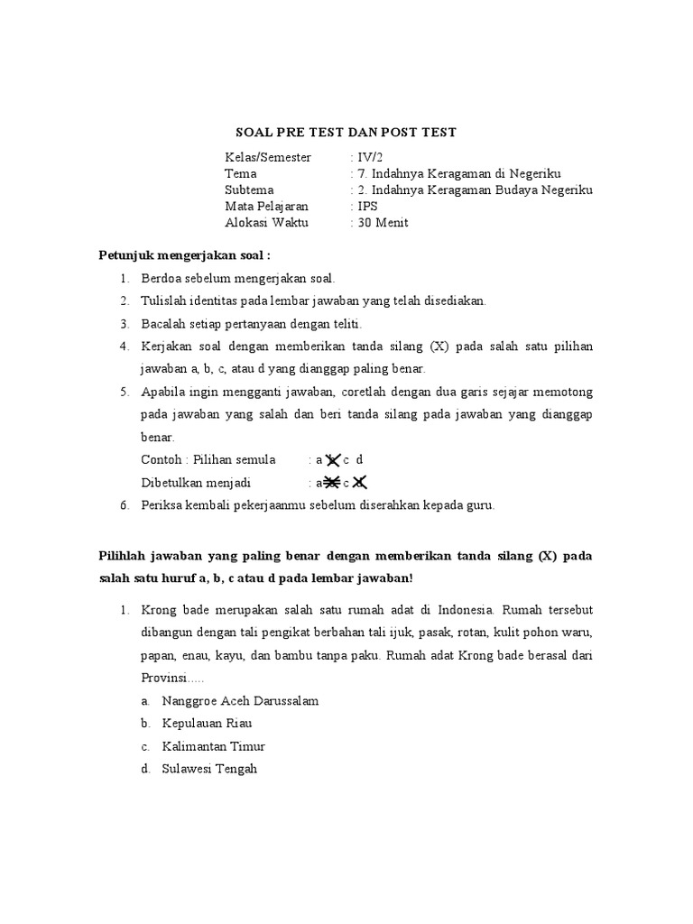 Soal Pretest Dan Posttest Untuk Penelitian | PDF