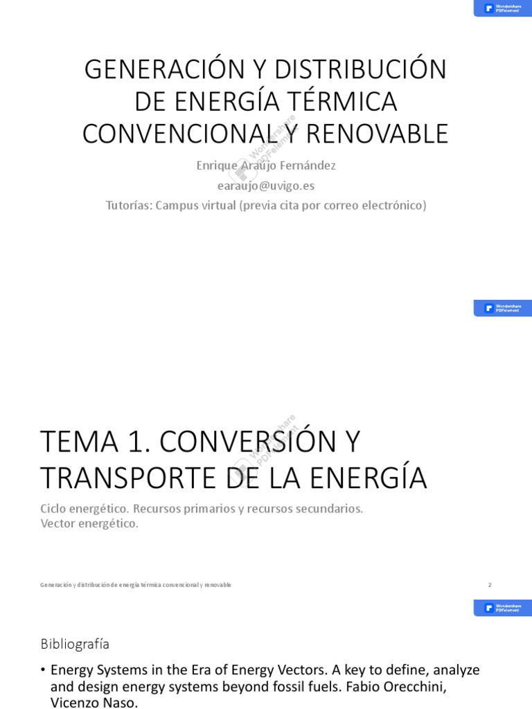 Tema 1. Conversión y Transporte de La Energía | PDF | Gas natural licuado | Generación eléctrica