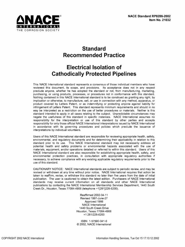 Nace RP 0286-2002 | PDF | Technology & Engineering