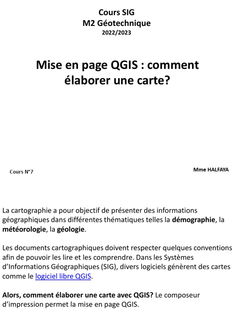 Mise en Page QGIS: Comment Élaborer Une Carte?: Cours SIG M2 Géotechnique | PDF