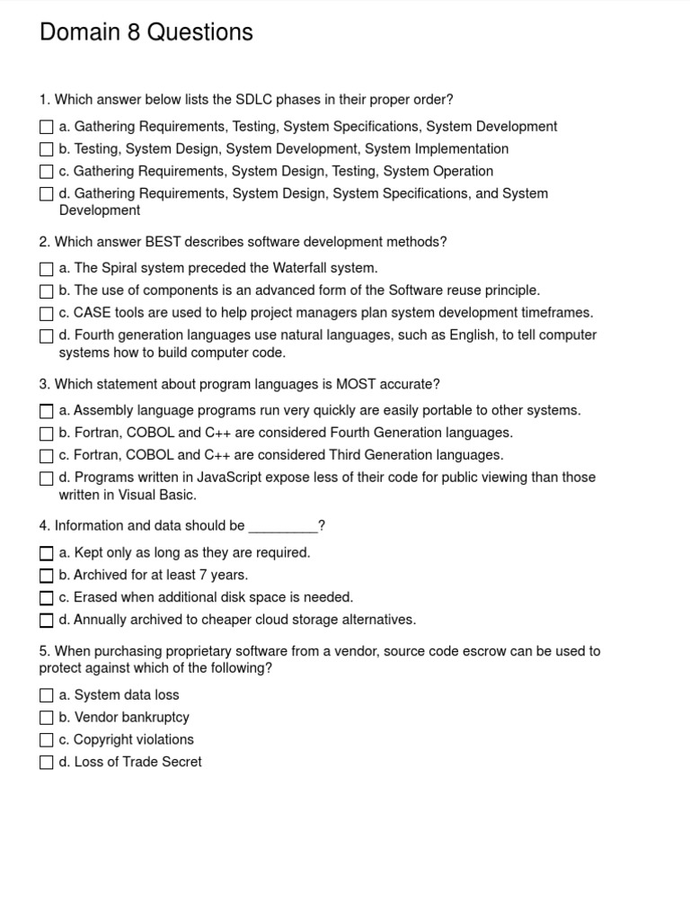 Domain 8 Questions | PDF