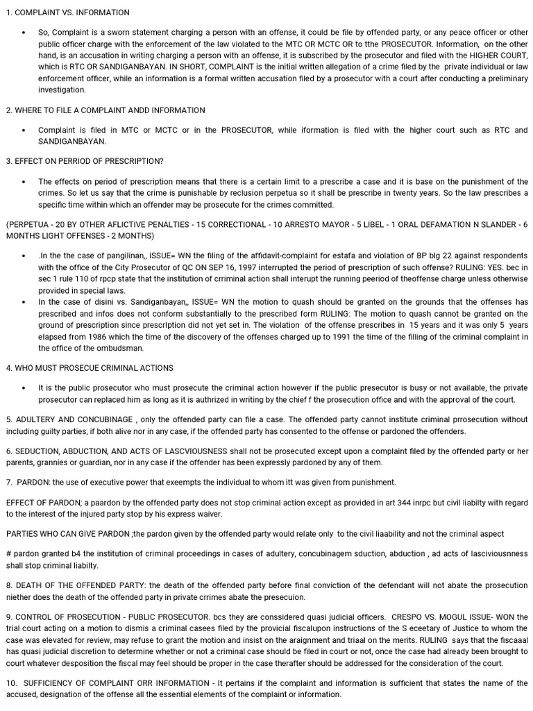 Complaint V Information | PDF | Prosecutor | Crimes