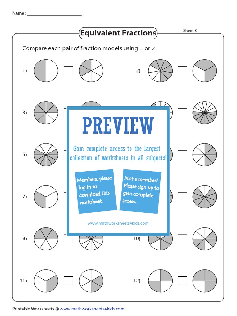 Preview: Equivalent Fractions | PDF