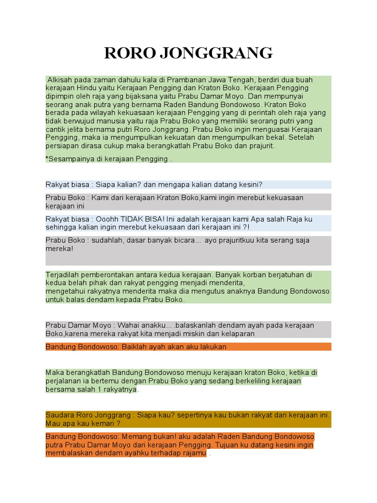 RORO JONGGRANG Text | PDF