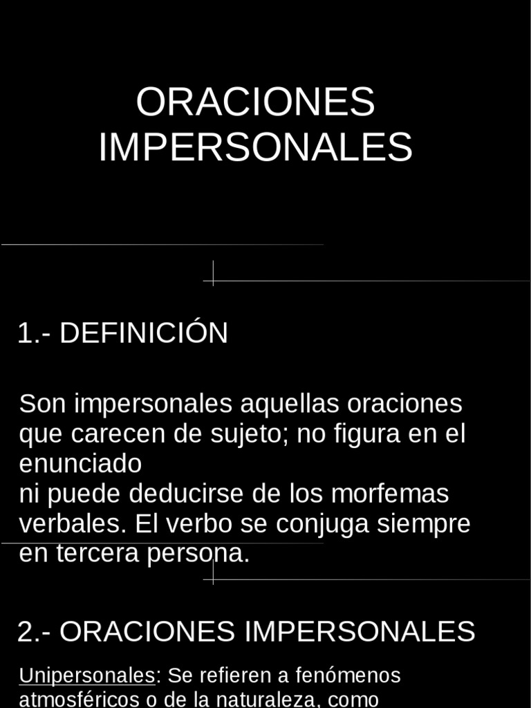 Oraciones Impersonales | PDF