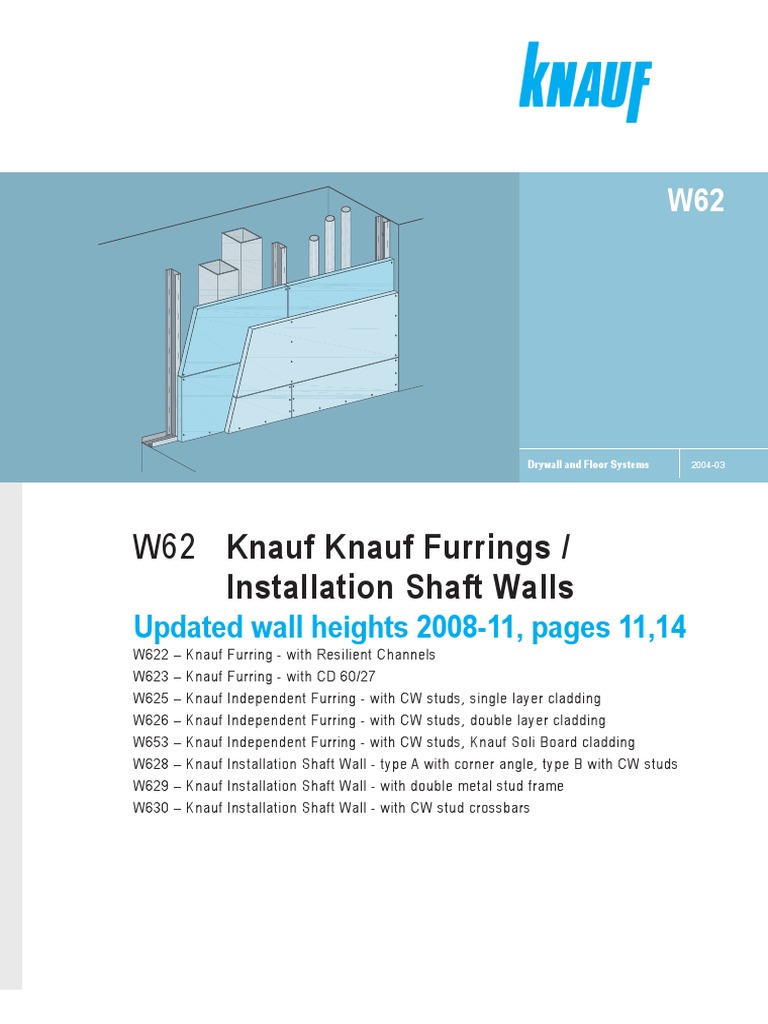 W62 Knauf Knauf Furrings /: Installation Shaft Walls | PDF | Wall ...