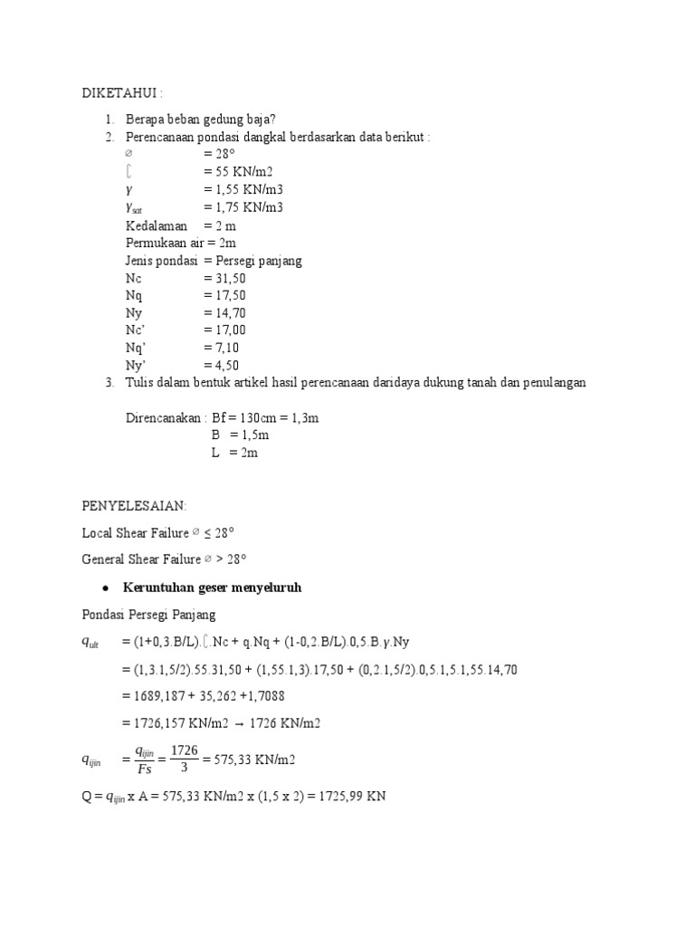 Perhitungan TGS ARTIKEL PONDASI | PDF