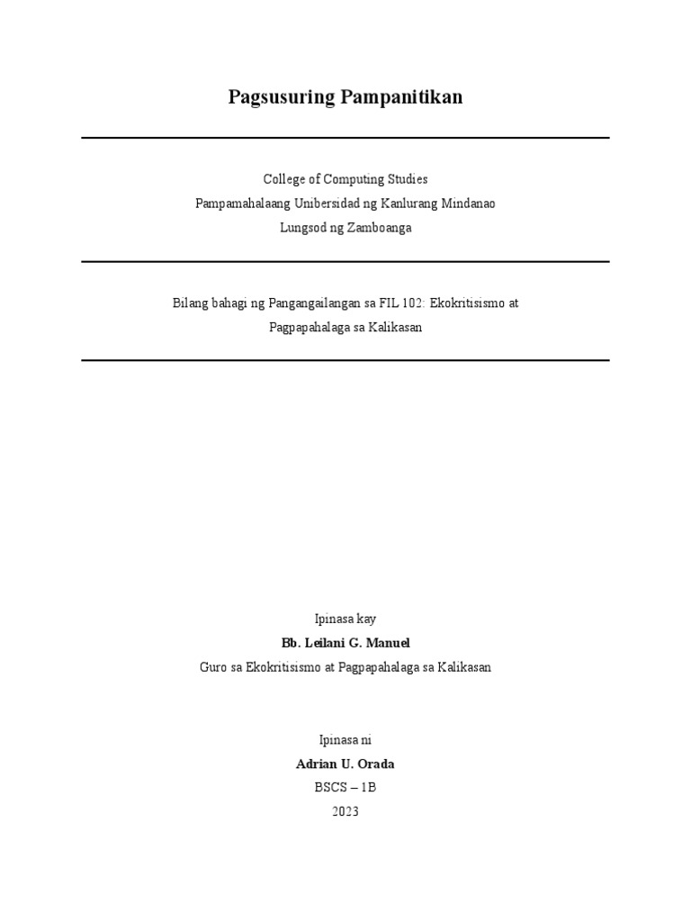 Pagsusuring Pampanitikan | PDF